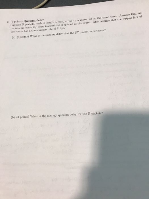 Solved 2. (6 points) Queuing delay Suppose N packets, each | Chegg.com