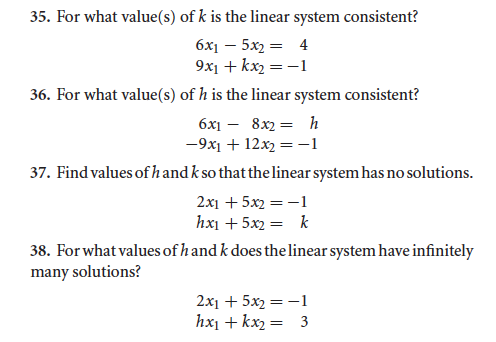 Solved 35. For what value(s) of k is the linear system | Chegg.com