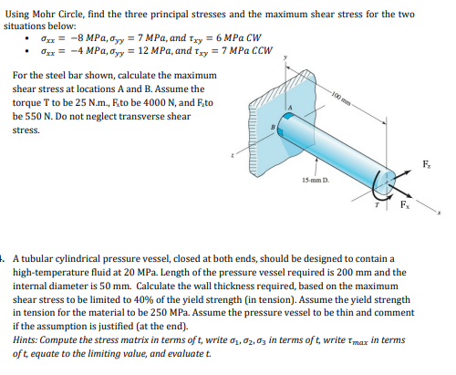 Solved Using Mohr Circle, find the three principal stresses | Chegg.com