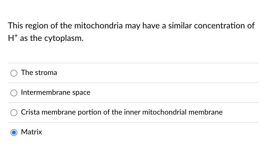 Solved This region of the mitochondria may have a similar | Chegg.com