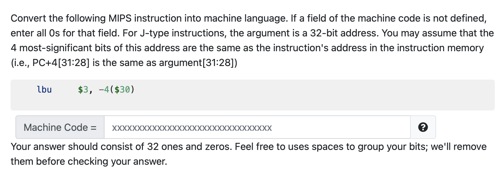 Solved Convert the following MIPS instruction into machine | Chegg.com