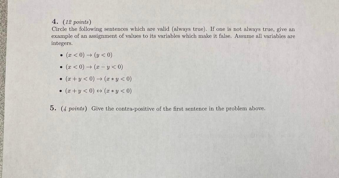 Solved 4. (12 points) Circle the following sentences which | Chegg.com