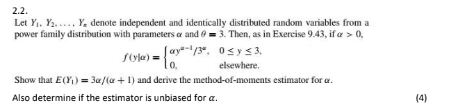Solved 2.2. Let Y. Y. ..., Y, denote independent and | Chegg.com