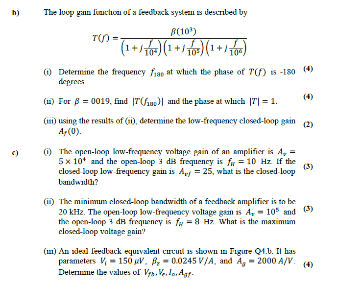 Solved The loop gain function of a feedback system is | Chegg.com