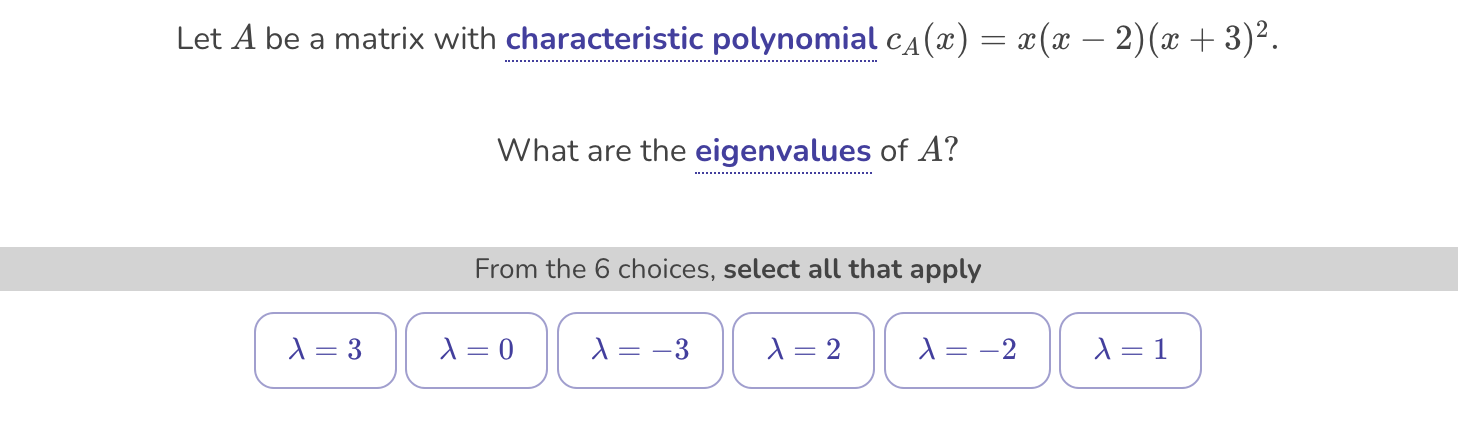 Solved Let A be a matrix with characteristic polynomial | Chegg.com