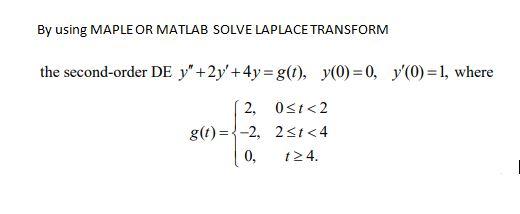 Solved By using MAPLE OR MATLAB SOLVE LAPLACE TRANSFORM the | Chegg.com
