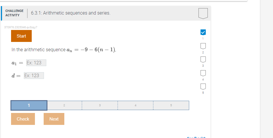 Solved CHALLENGE ACTIVITY 6.3.1: Arithmetic sequences and | Chegg.com