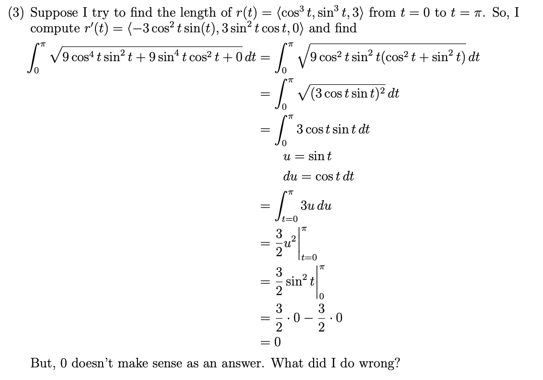 Solved (3) Suppose I try to find the length of | Chegg.com