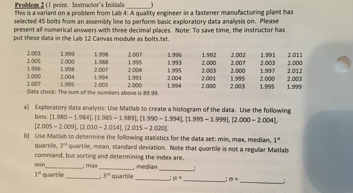 Solved Problem 2 (1 point. Instructor's Initials This is a | Chegg.com