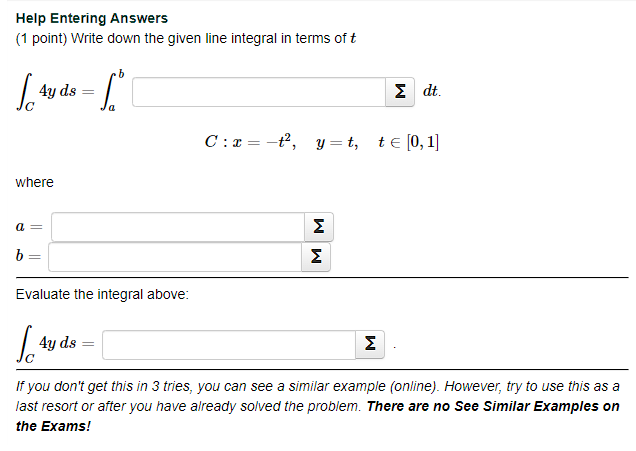 Solved Help Entering Answers (1 point) Write down the given | Chegg.com
