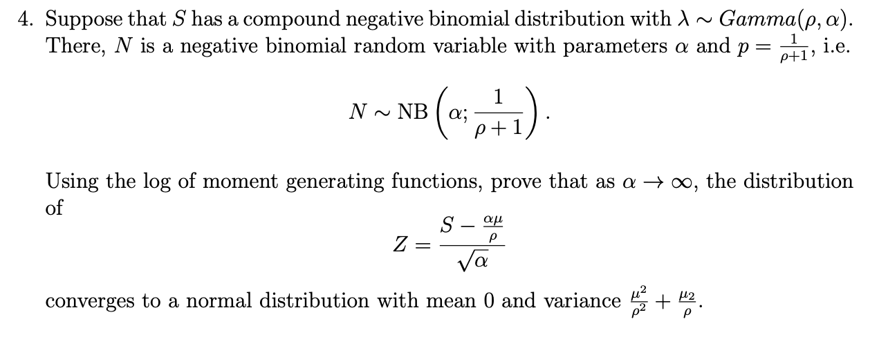 Solved Suppose that S has a compound negative binomial | Chegg.com