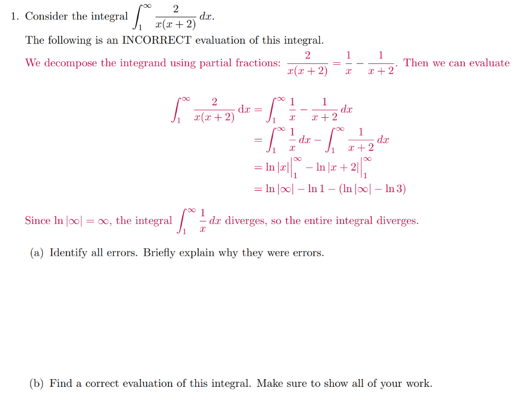 Solved 2 1. Consider the integral dr. (C+2) The following is | Chegg.com