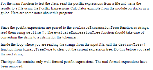 Solved Binary Expression Tree Project In the module on | Chegg.com