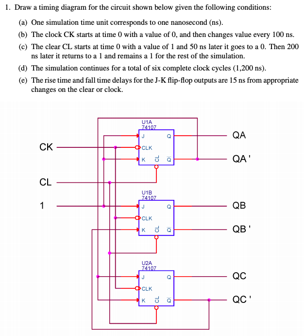 1. Draw a timing diagram for the circuit shown below | Chegg.com
