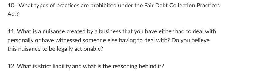 Solved 10. What types of practices are prohibited under the | Chegg.com