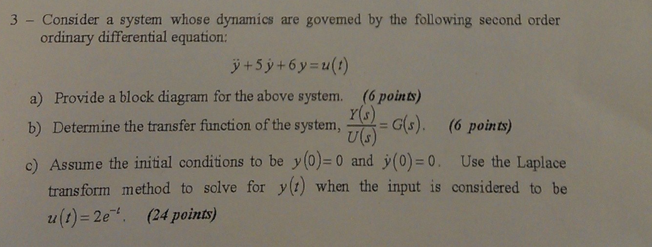 Solved - Consider a system whose dynamics are govemed by the | Chegg.com