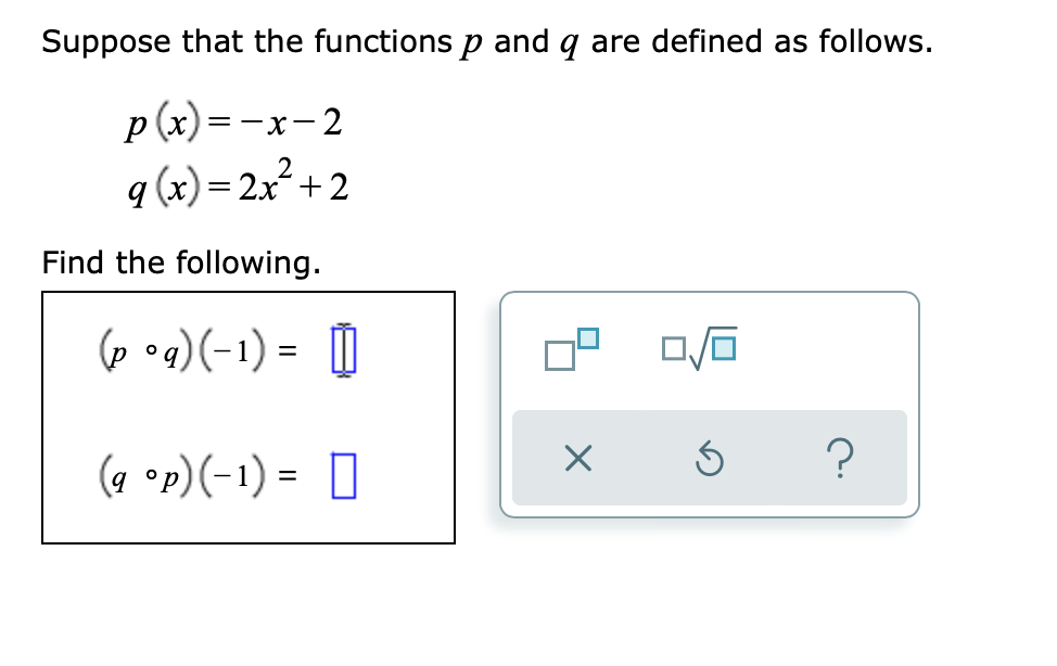 Solved Suppose that the functions p and q are defined as | Chegg.com