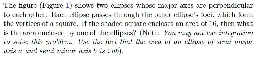 Solved The figure (Figure 1) shows two ellipses whose major | Chegg.com