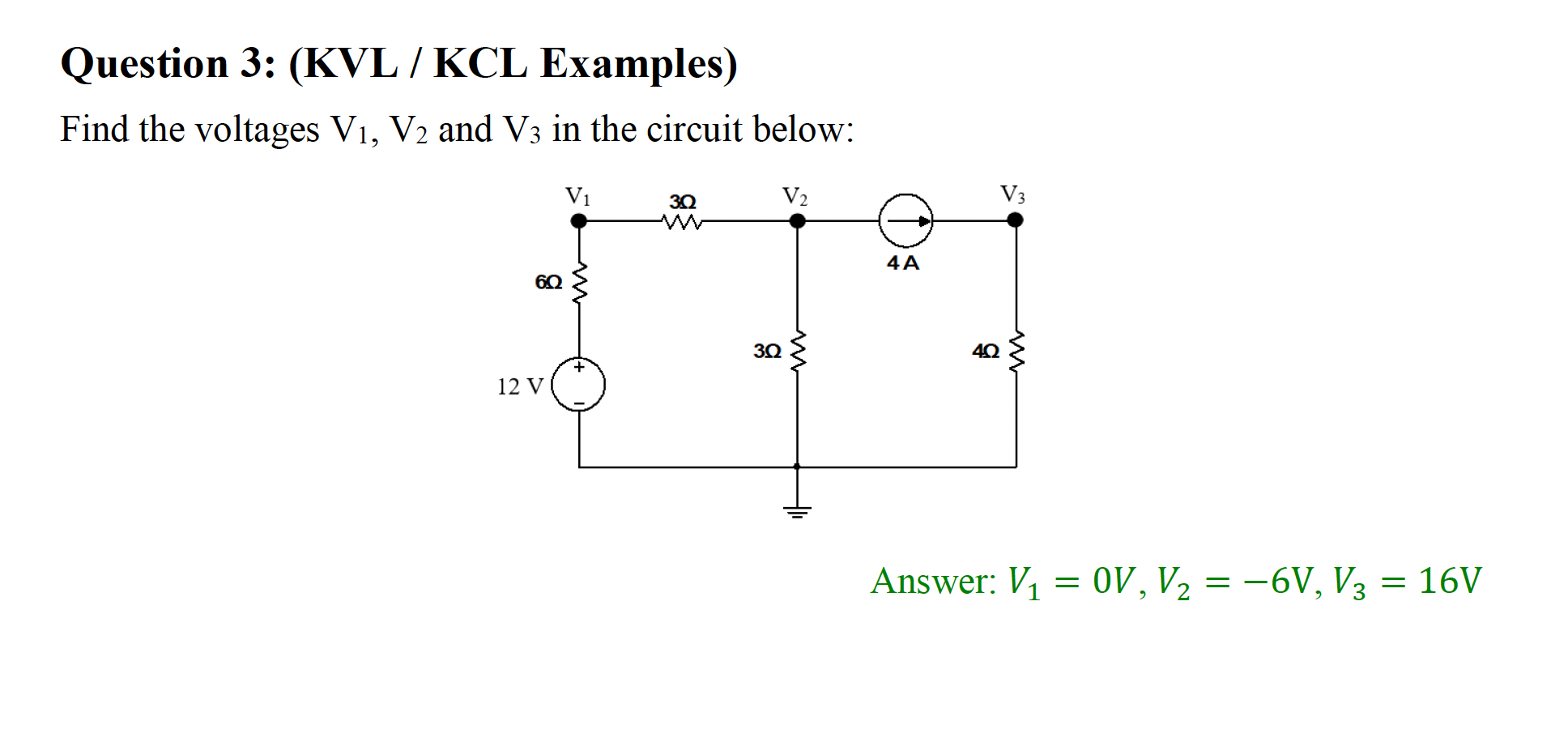 Solved Question Ј: (KVL/ KCL Examples) Find the voltages \\( | Chegg.com
