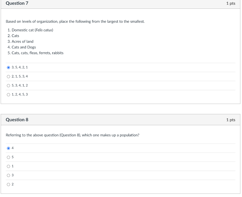 Solved Based on levels of organization, place the following | Chegg.com