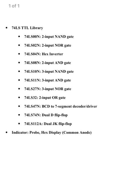 Solved Preparatory Exercises: Use the TTL data sheets | Chegg.com