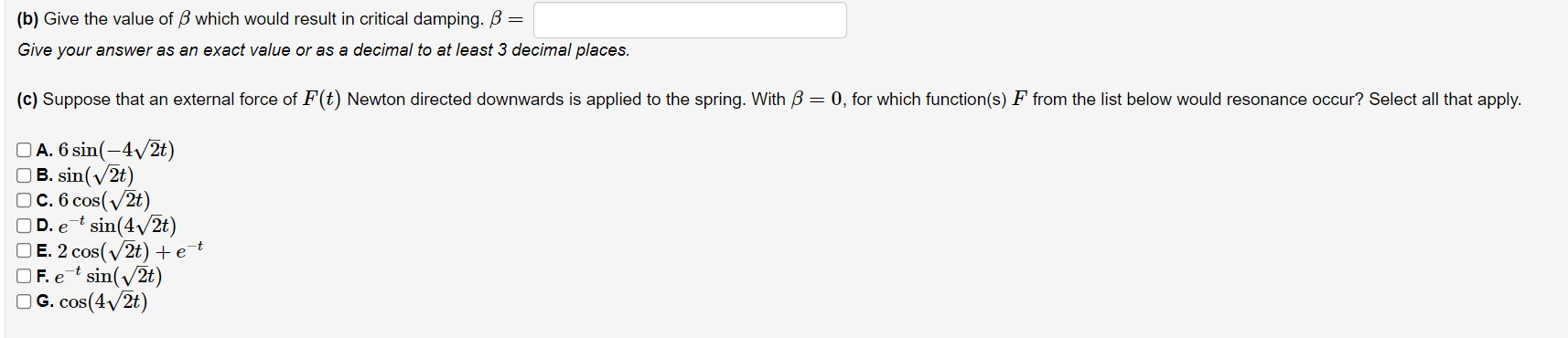 Solved (3 points) A spring is suspended vertically from a | Chegg.com
