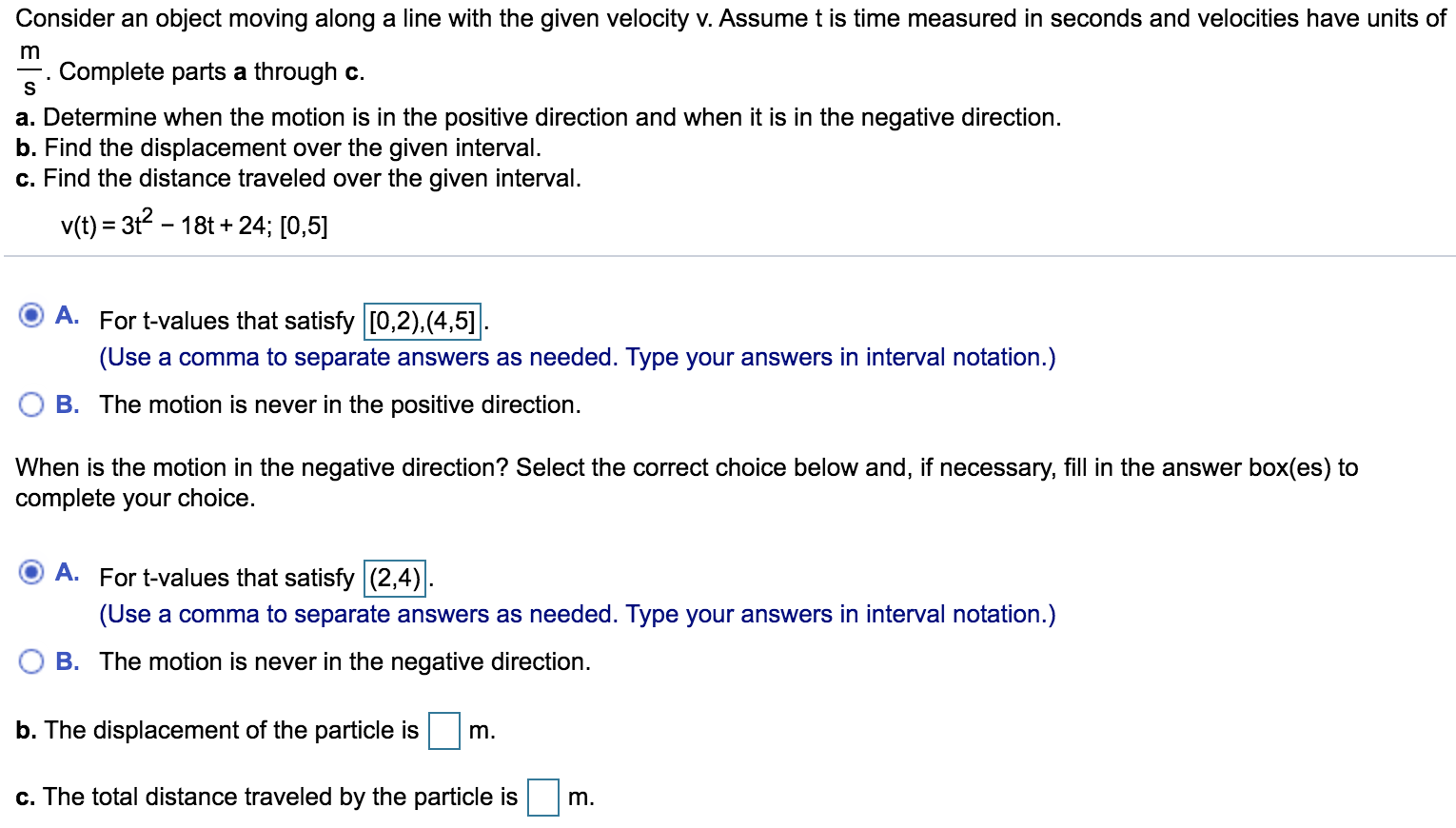 Solved Consider An Object Moving Along A Line With The Given Chegg