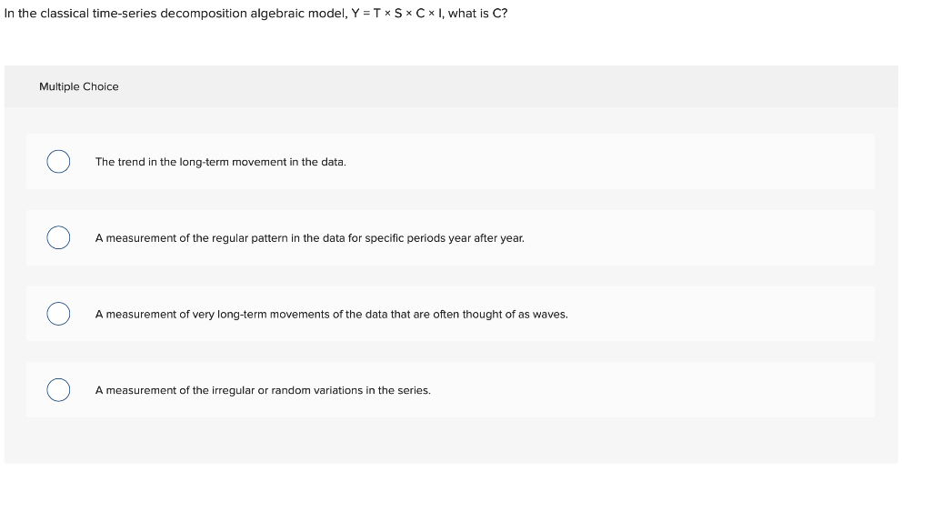 Solved In the classical time-series decomposition algebraic | Chegg.com