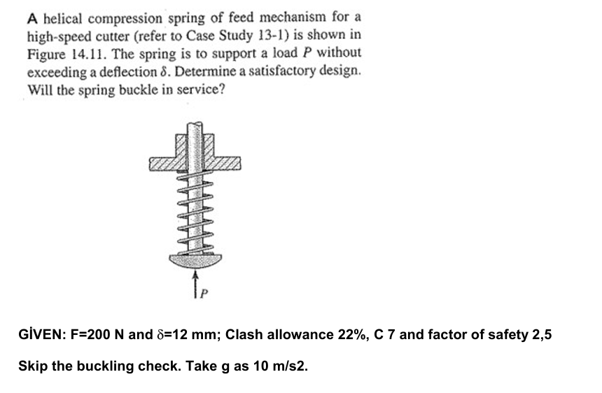 A helical compression spring of ﻿feed mechanism for | Chegg.com