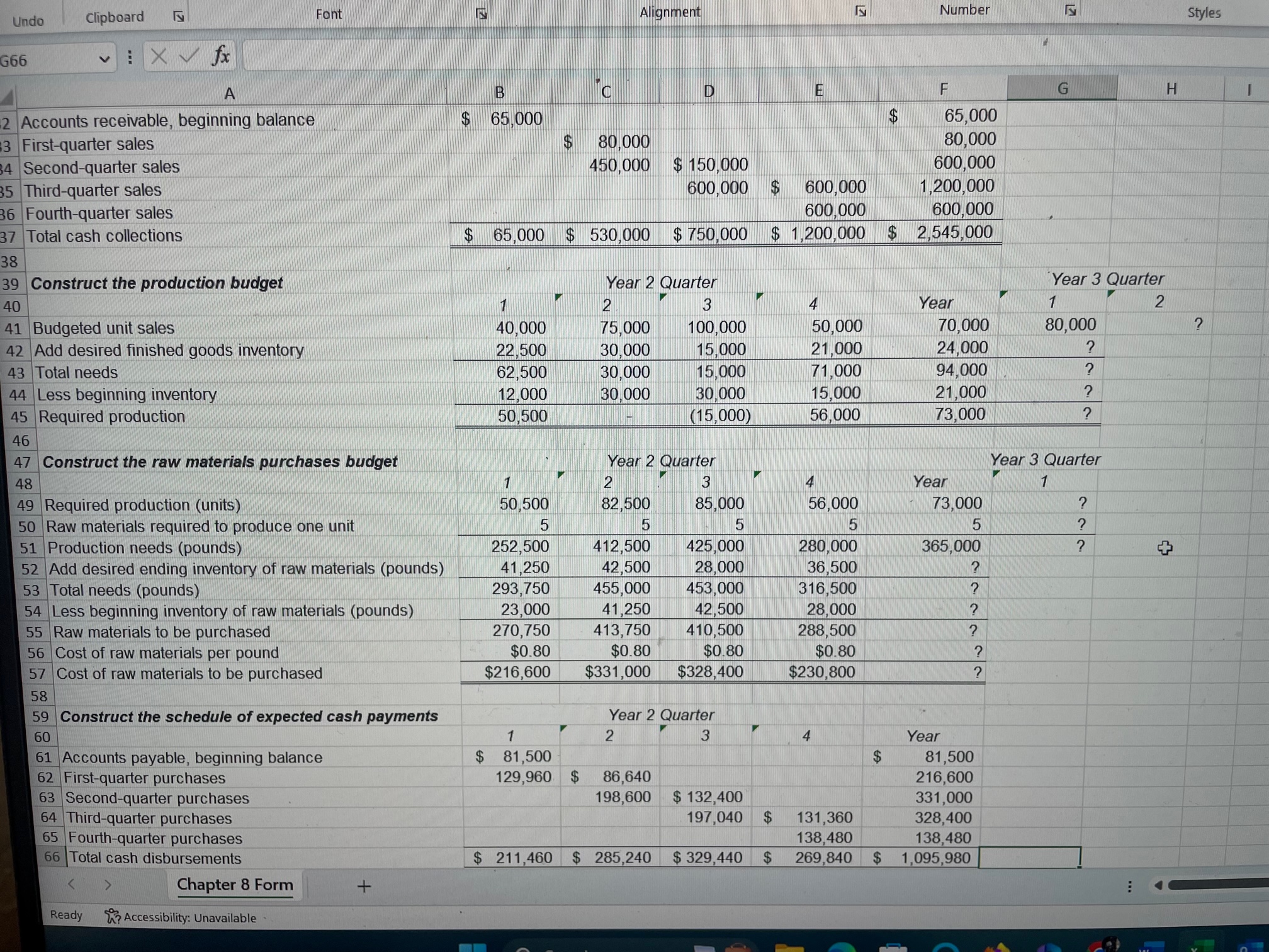 Solved Ch8 Q2 Use The Excel Sheet To Answer The Questions Chegg