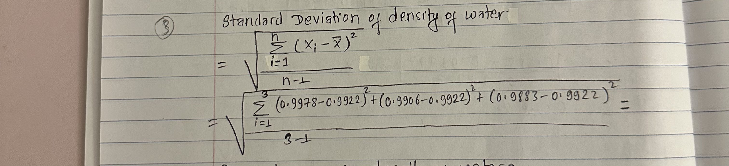 Solved (3) ﻿Standard Deviation of density of | Chegg.com