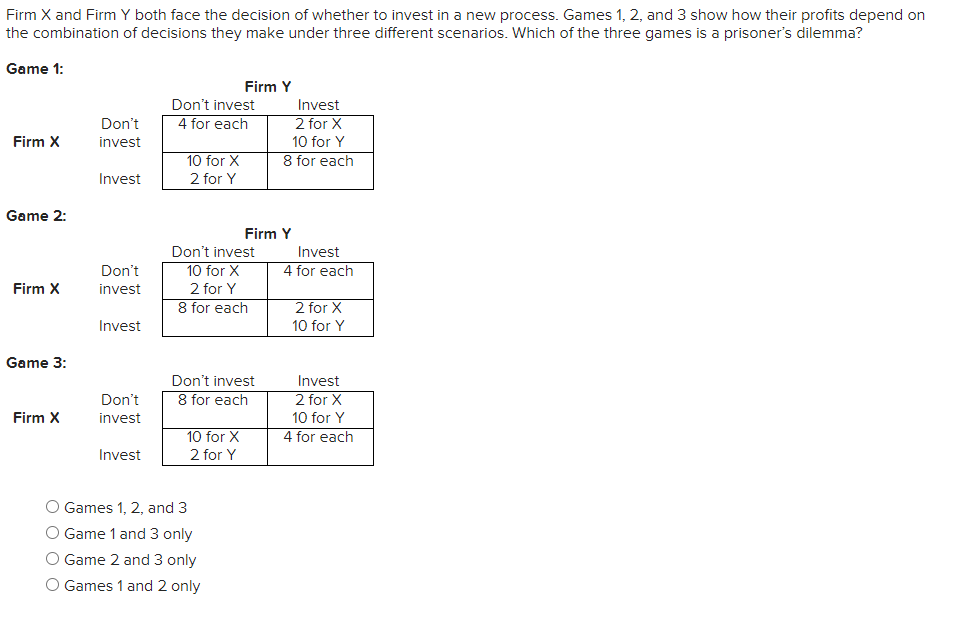 Solved Firm X and Firm Y both face the decision of whether | Chegg.com