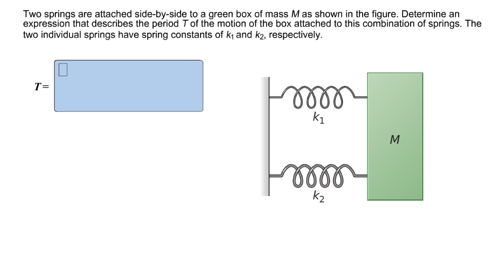 Solved Two springs are attached side-by-side to a green box | Chegg.com