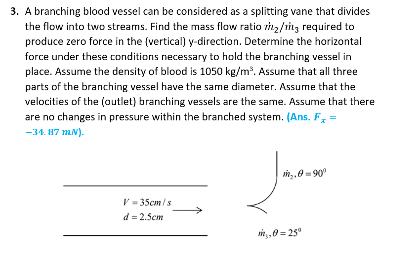 Solved 3. A branching blood vessel can be considered as a | Chegg.com