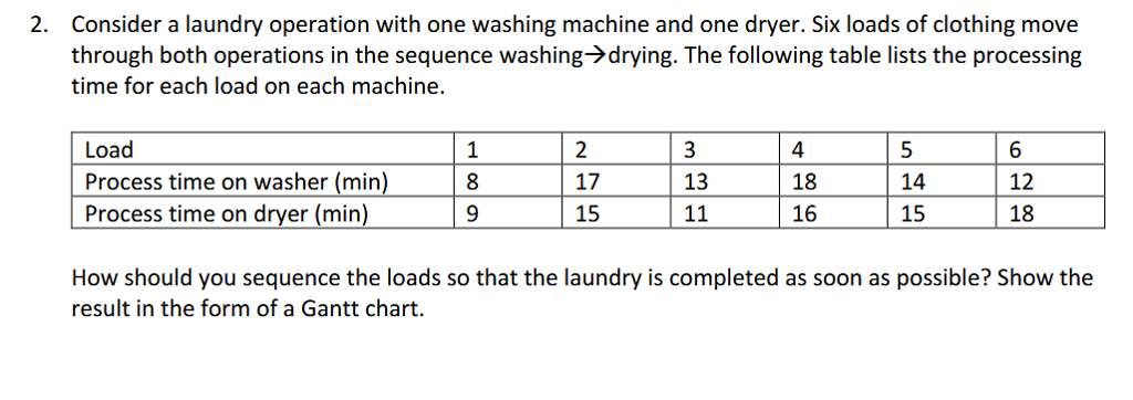 Solved Consider a laundry operation with one washing machine | Chegg.com
