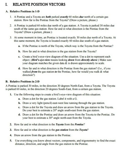 Solved I. RELATIVE POSITION VECTORS A. Relative Positions in | Chegg.com