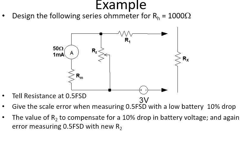 Example Design the following series ohmmeter for Rn = | Chegg.com