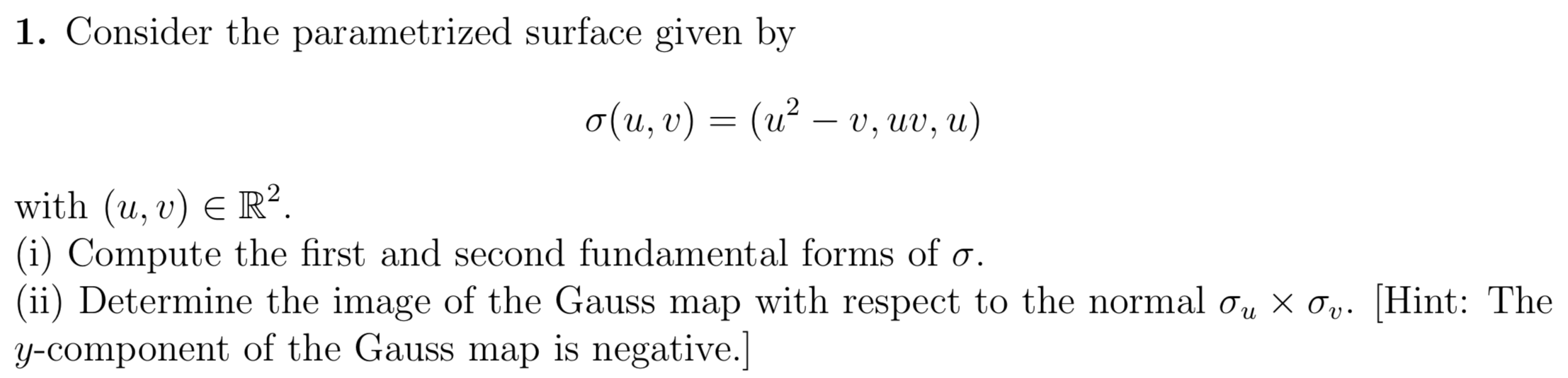 1. Consider the parametrized surface given by o(u, v) | Chegg.com