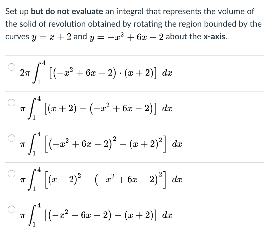 Solved Set up but do not evaluate an integral that | Chegg.com