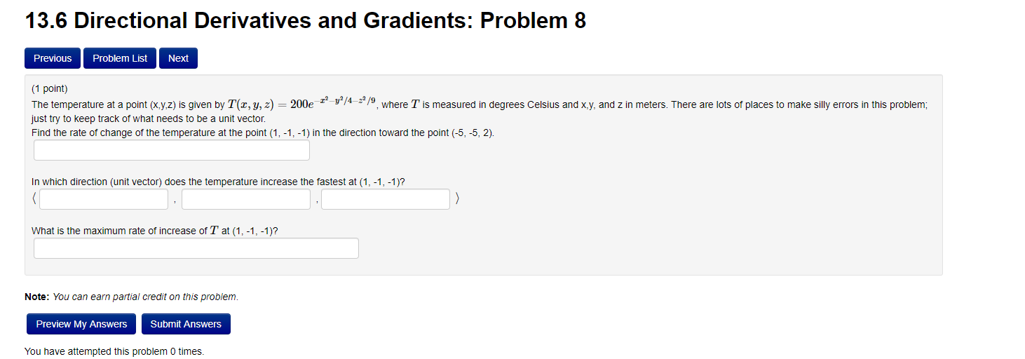 Solved 13.6 Directional Derivatives and Gradients: Problem 8 | Chegg.com