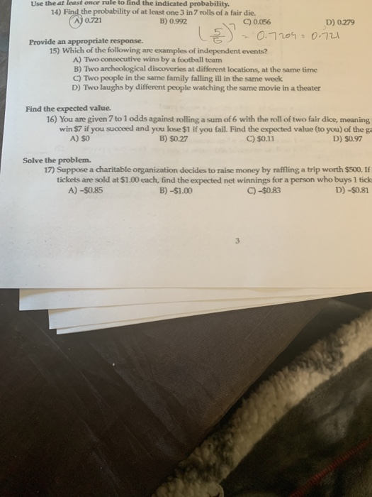 Solved Use the at least once rule to find the indicated | Chegg.com