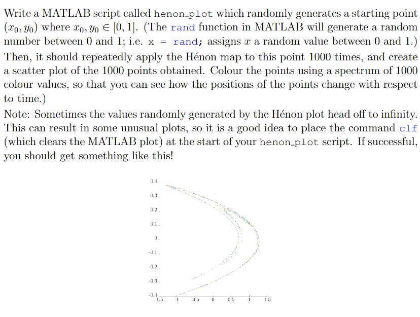 Solved Write a MATLAB script called henon_plot which | Chegg.com