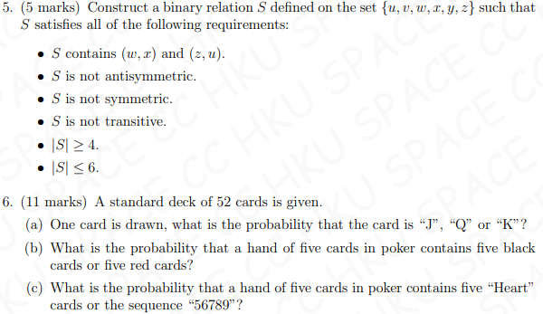 Solved 5. (5 marks) Construct a binary relation S defined on | Chegg.com