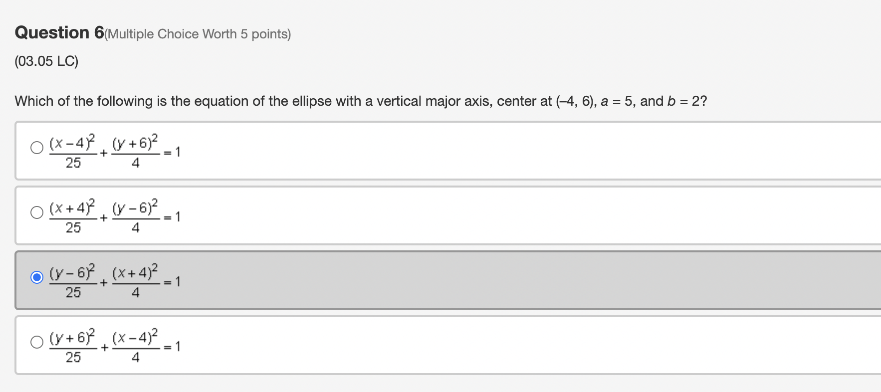 Solved Question 4(Multiple Choice Worth 5 points) (03.06 LC) | Chegg.com