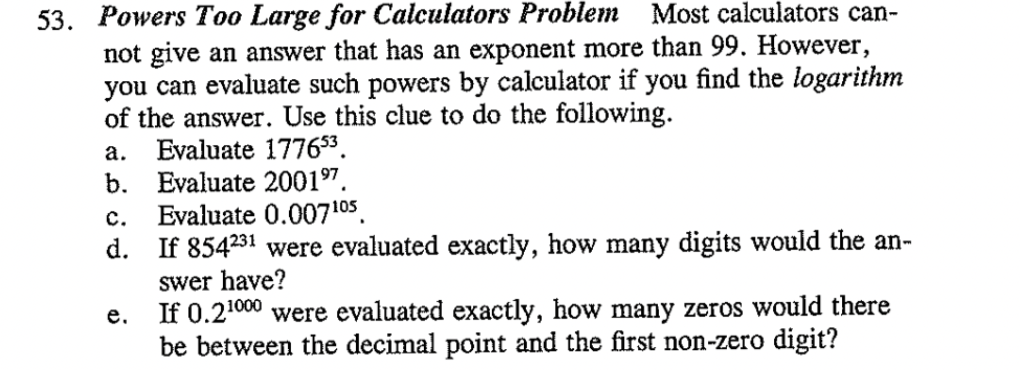 Solved Powers Too Large for Calculators Problem Most | Chegg.com