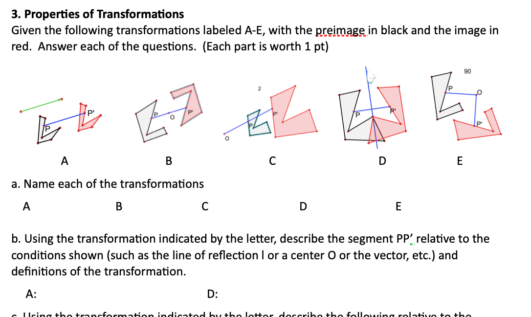 Solved 3. Properties of Transformations Given the following | Chegg.com