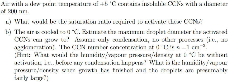 Air with a dew point temperature of +5∘C contains | Chegg.com