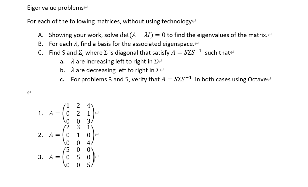 Solved Eigenvalue problems For each of the following | Chegg.com