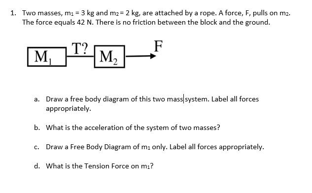 Solved Two masses, m1=3 kg and m2=2 kg, are attached by a | Chegg.com