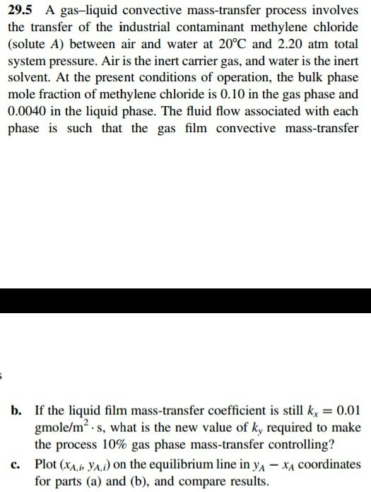 29.5 A gas-liquid convective mass-transfer process | Chegg.com